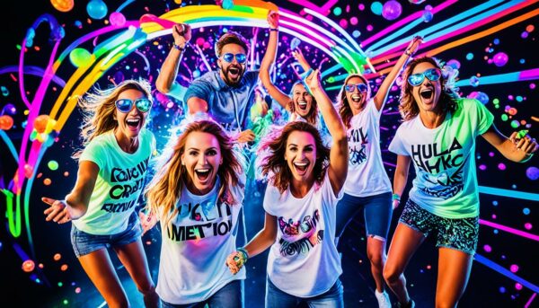 Wunderschne Schwarzlicht Party Outfit Ebenbild